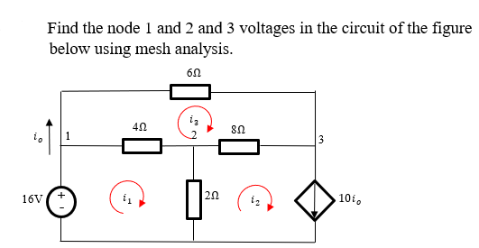 Solved Find the node 1 and 2 and 3 voltages in the circuit | Chegg.com