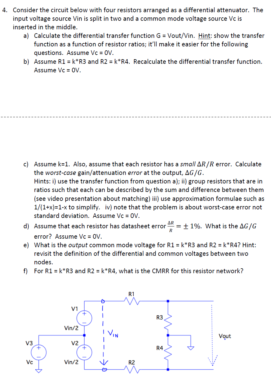 4. Consider the circuit below with four resistors | Chegg.com