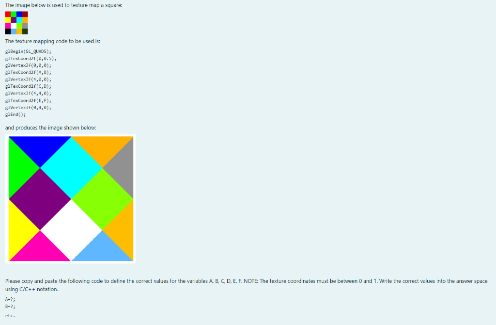 The image below is used to texture map a square: The | Chegg.com