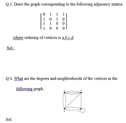 Solved Q.3. Draw the graph corresponding to the following | Chegg.com