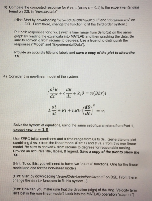 MAE 3724, Systems Analysis - Fall 2018 MATLAB | Chegg.com