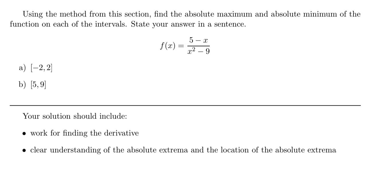 Solved Using the method from this section, find the absolute | Chegg.com