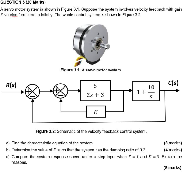 Solved A servo motor system is shown in Figure 3.1. Suppose | Chegg.com