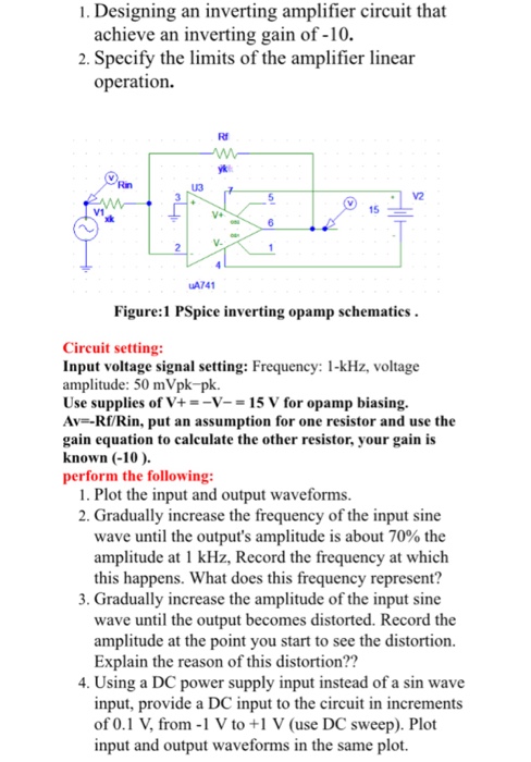 Solved Designing an inverting amplifier circuit that achieve | Chegg.com