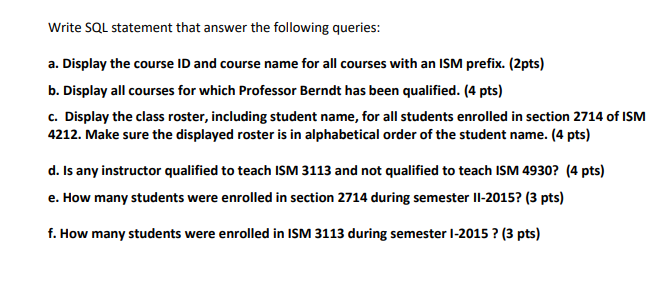 Solved STUDENT (Students, StudentName) QUALIFIED (Facultyd. | Chegg.com