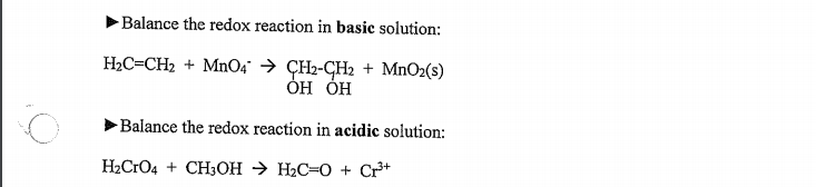 Solved Balance the redox reaction in basic solution: H2C=CH2 | Chegg.com