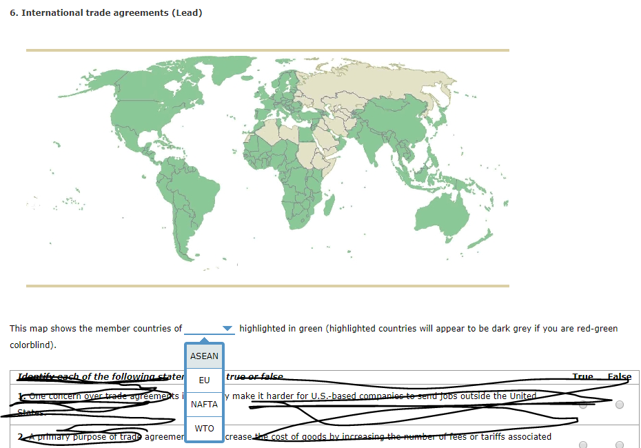 Solved 6. International trade agreements (Lead) This map | Chegg.com