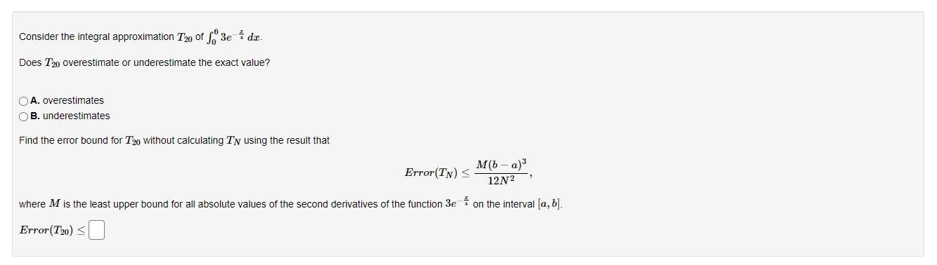 Consider the integral approximation T20 of | Chegg.com