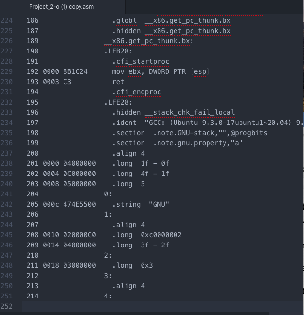 Project_2-0 (1) copy.asm align 4 .LCO: .string | Chegg.com