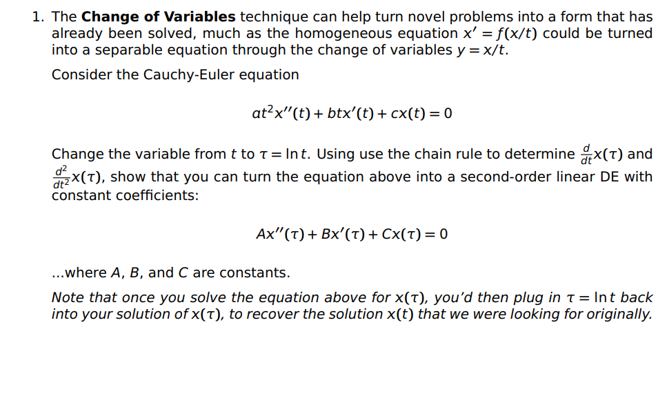 The Change of Variables technique can help turn novel | Chegg.com
