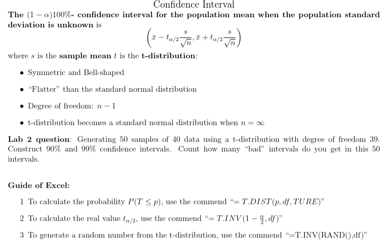 Solved Confidence Interval The (1−α)100% - confidence | Chegg.com