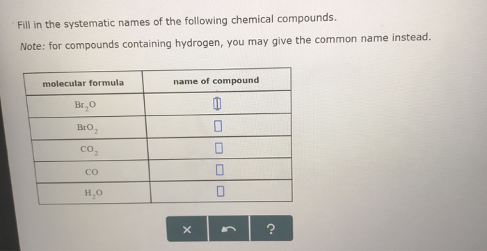 Solved Fill in the systematic names of the following | Chegg.com