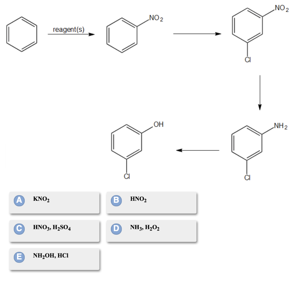 Solved NO 2 NO2 reagent(s) OH NH2 KNO2 B В HNO2 HNO3, H2SO4 | Chegg.com