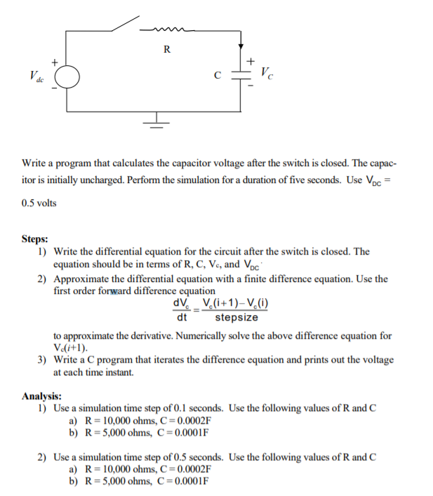 Solved R Vac Vc Write a program that calculates the | Chegg.com