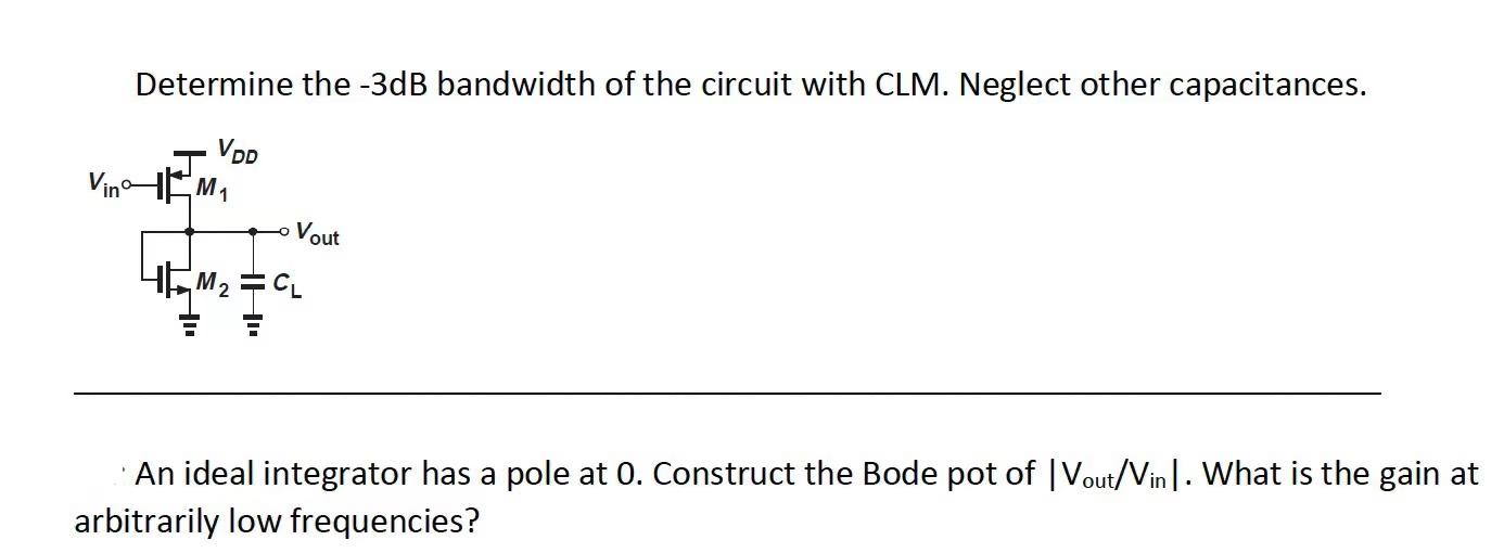 Solved Determine the -3dB bandwidth of the circuit with CLM. | Chegg.com
