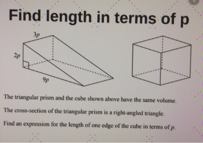 Solved Find length in terms of p 3p 2p 9p The triangular | Chegg.com