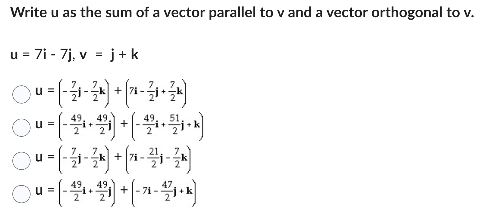 Solved Write \\( u \\) as the sum of a vector parallel to | Chegg.com