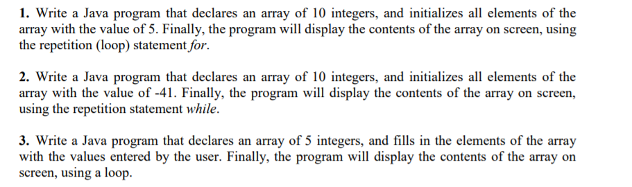 Solved 1. Write a Java program that declares an array of 10 | Chegg.com