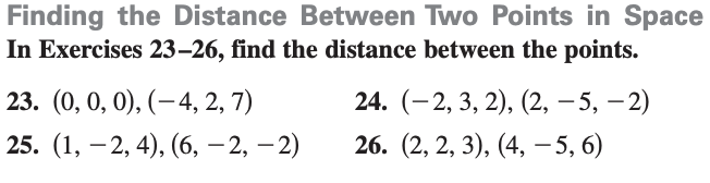 Solved Finding the Distance Between Two Points in Space In | Chegg.com