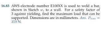 Solved 16.83 AWS electrode number E100XX is used to weld a | Chegg.com