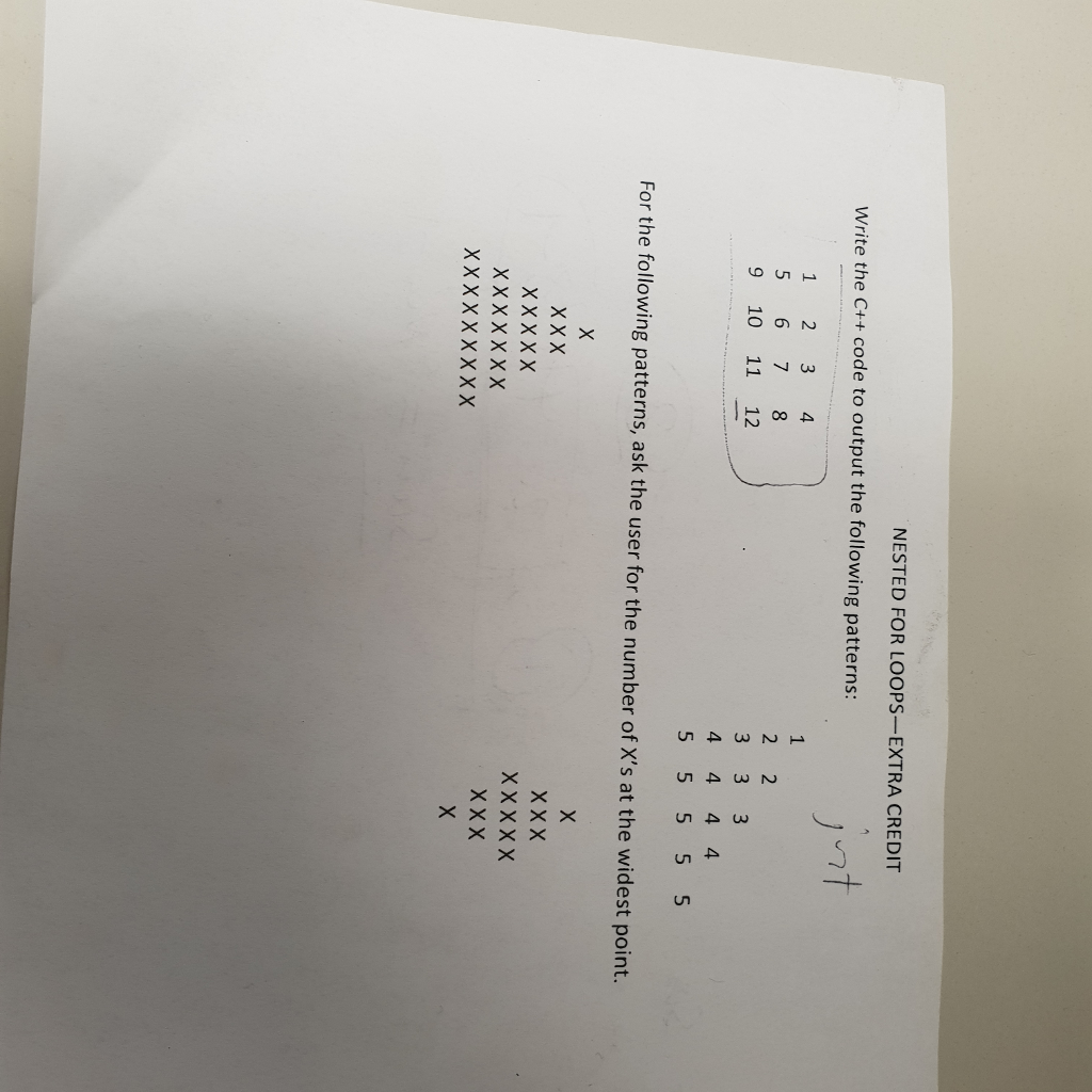 Solved I have a problem at the patterns about the pyramid | Chegg.com