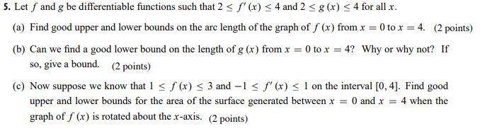 Solved 5. Let f and g be differentiable functions such that | Chegg.com