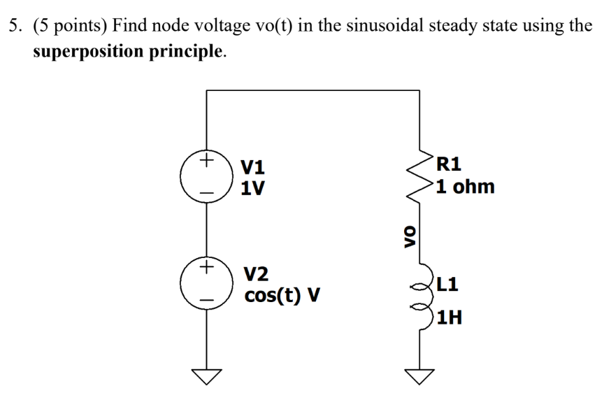 Solved 5. (5 points) Find node voltage vo(t) in the | Chegg.com