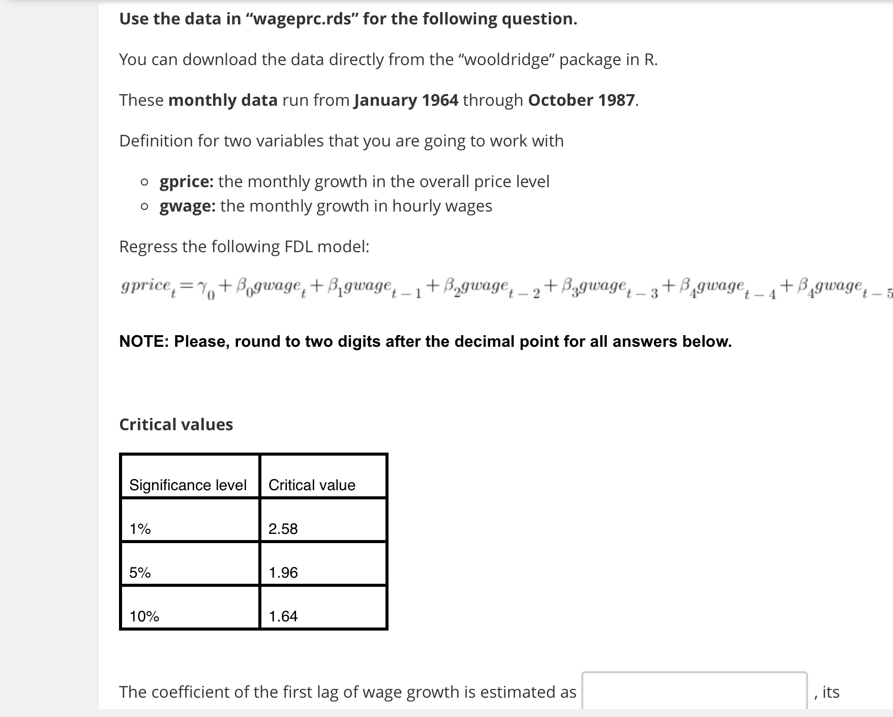 Solved Use the data in "wageprc.rds" for the following | Chegg.com
