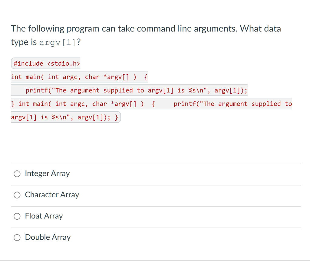 Solved The following program can take command line | Chegg.com