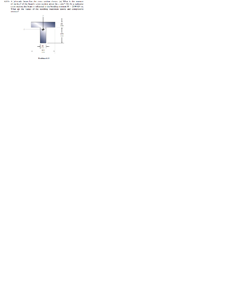 Solved 6.11 A prismatic beam has the cross section shown. | Chegg.com