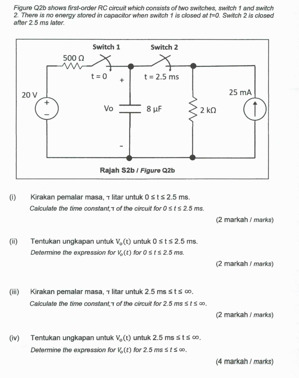 Solved Consider The Following First Order Rc Circuit Figure
