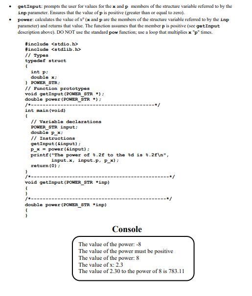 Solved - getinput: prompts the user for values for the x and | Chegg.com