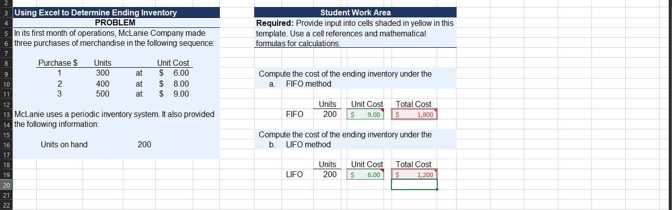 4 Student Work Area Required: Provide input into | Chegg.com
