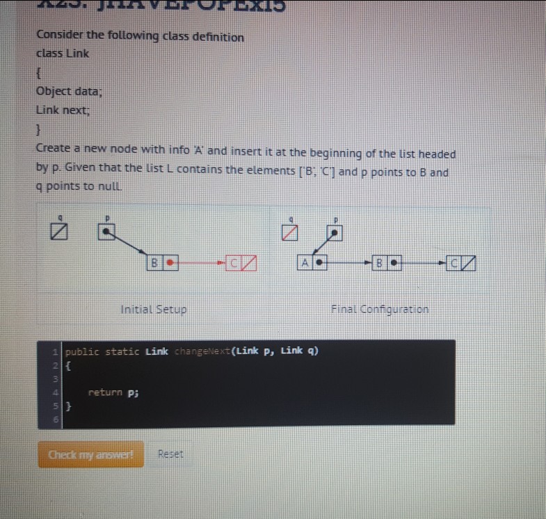 Solved Consider the following class definition class Link | Chegg.com Solved Consider the following class definition class Link | Chegg.com