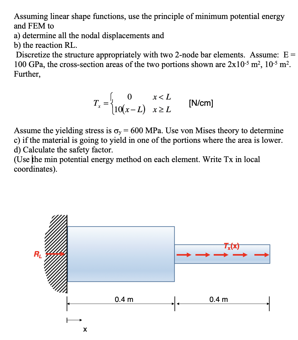 Solved Assuming linear shape functions, use the principle of | Chegg.com