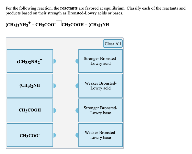 Solved For the following reaction, the reactants are favored | Chegg.com