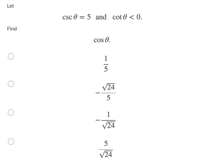 Solved csc = 5 and coto