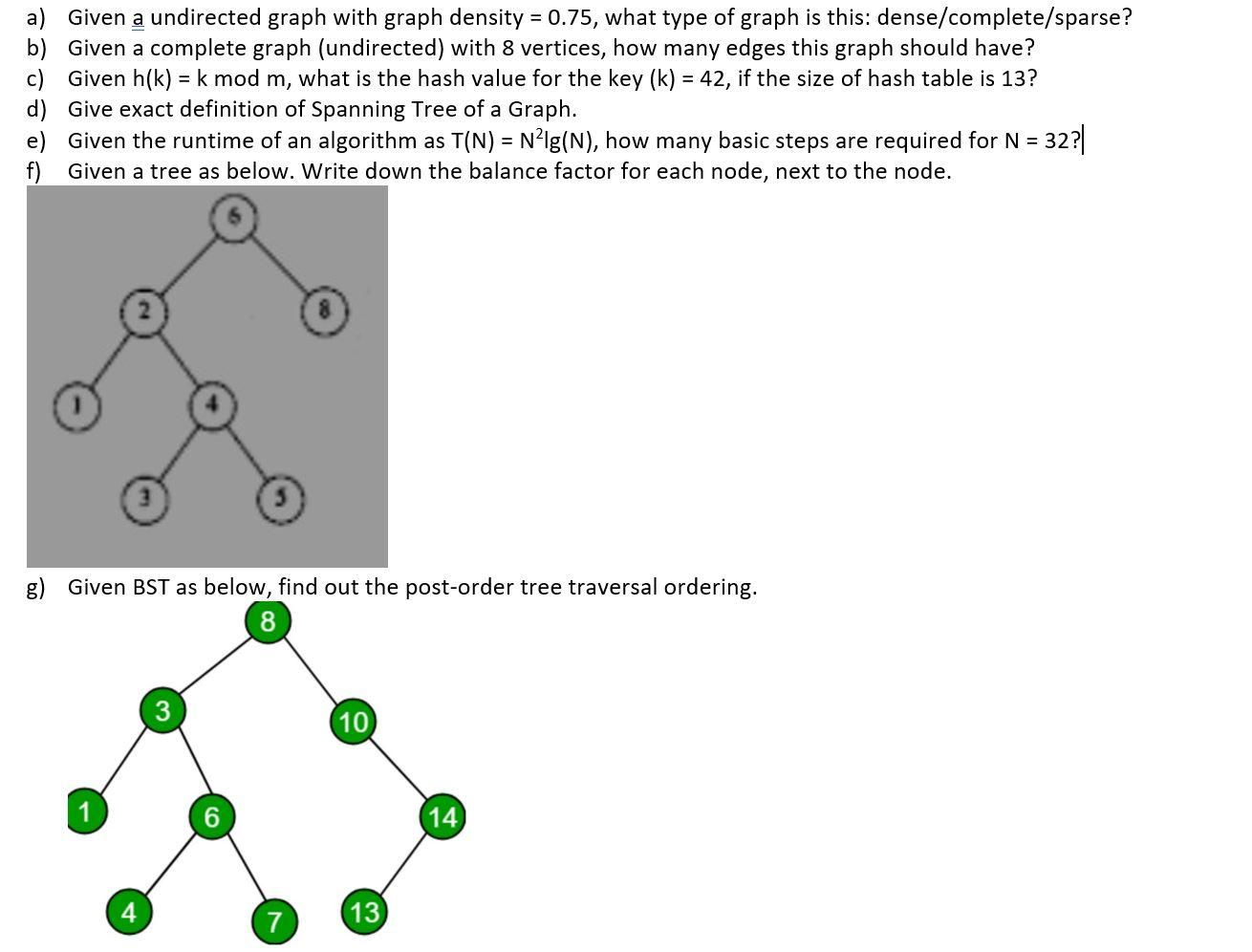 Solved a) Given a undirected graph with graph density = | Chegg.com