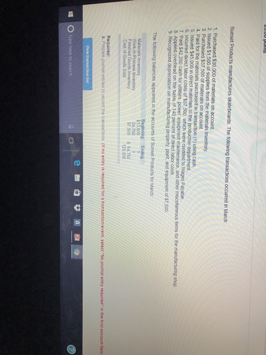 Solved Sunset Products manufactures skateboards. The | Chegg.com