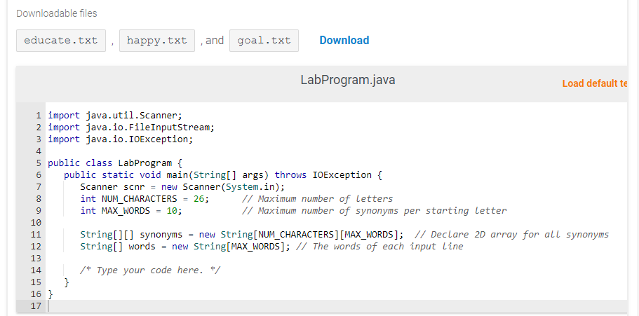Solved Given a set of text files containing synonyms for | Chegg.com