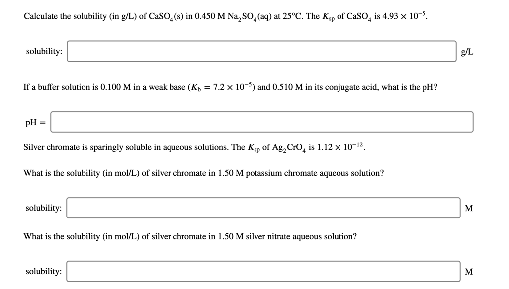 Solved Calculate the solubility (in g/L) of CaSO4(s) in | Chegg.com