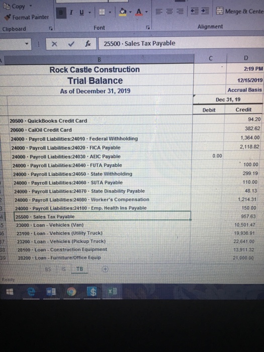 L67 A B C D E Rock Castle Construction Balance Sheet | Chegg.com
