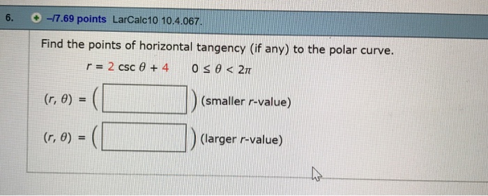 Solved Find the points of horizontal tangency (if any) to | Chegg.com