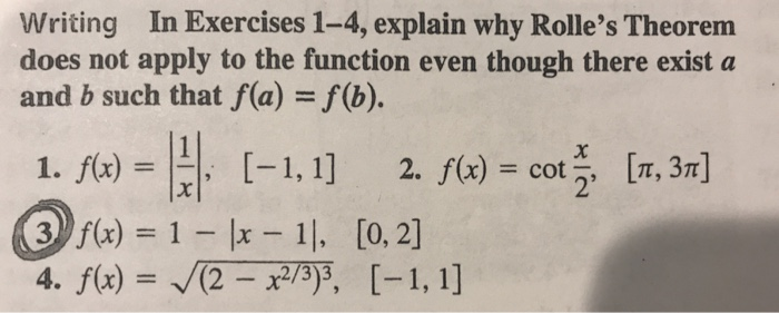 Solved Writing In Exercises 1-4, explain why Rolle's Theorem | Chegg.com