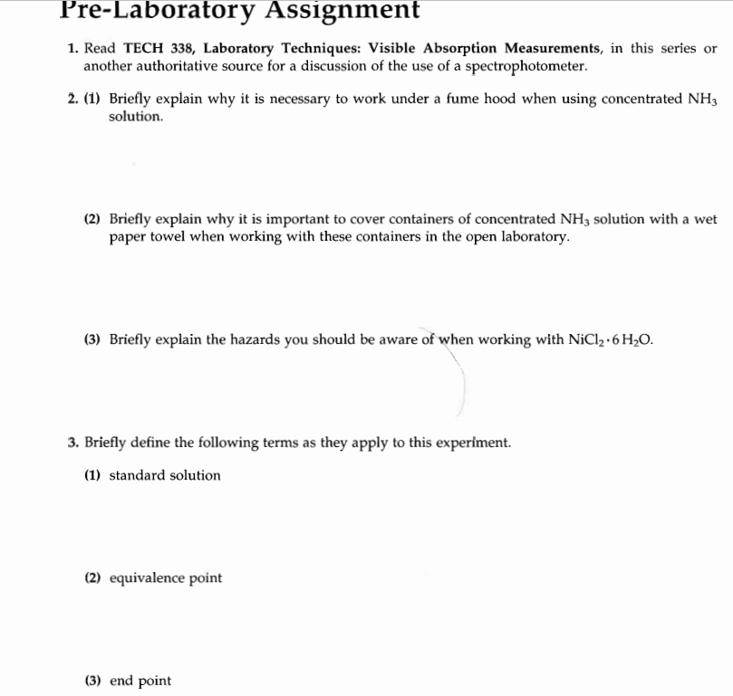 Solved Pre-Laboratory Assignment 1. Read TECH 338, | Chegg.com