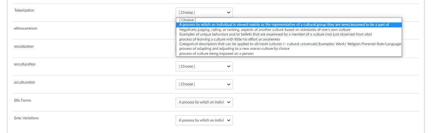 Solved Tokenization ethnocentrism [Choose Choose] A process | Chegg.com