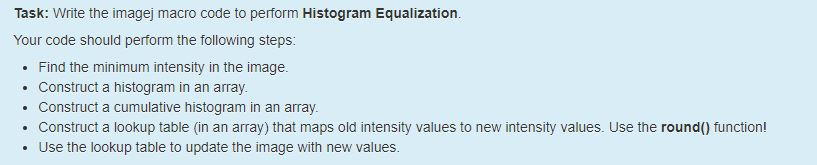 Solved Task: Write the imagej macro code to perform | Chegg.com