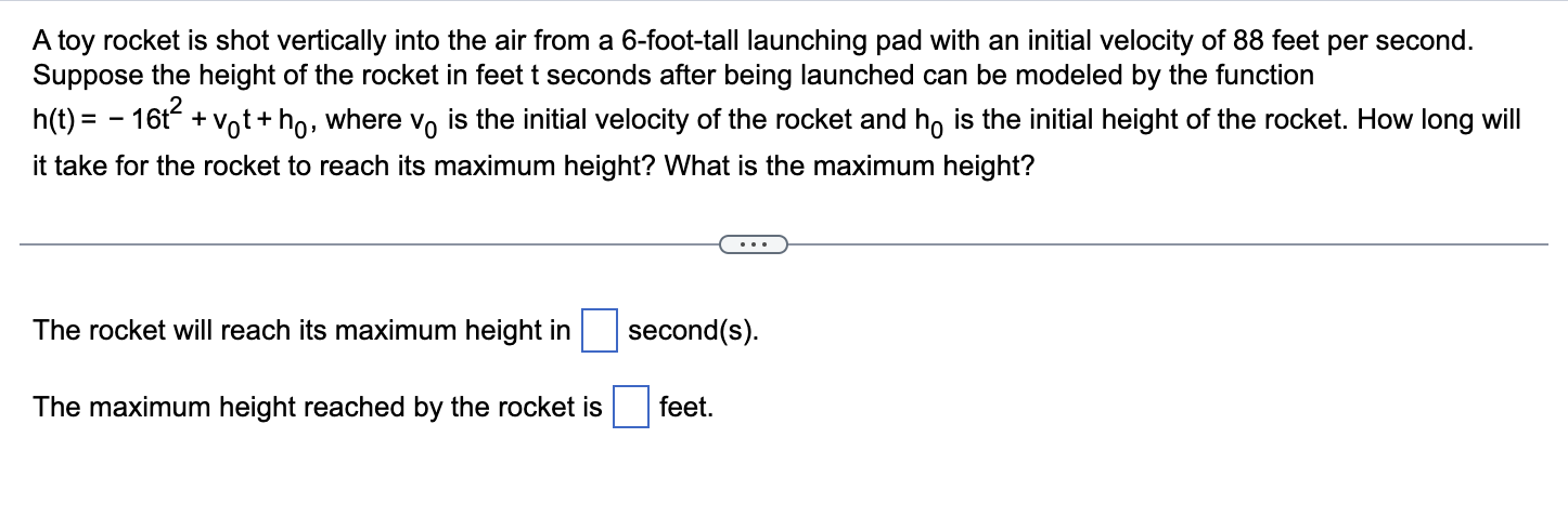 Solved A toy rocket is shot vertically into the air from a | Chegg.com