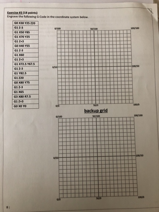 Solved Exercise #3(18 points) Engrave the following G-Code | Chegg.com