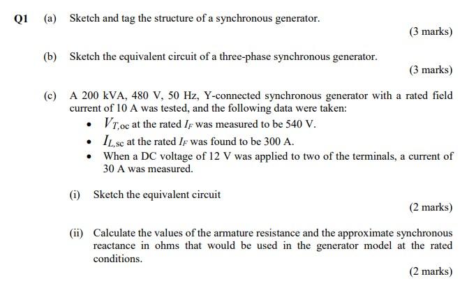Solved Q1 (a) Sketch and tag the structure of a synchronous | Chegg.com